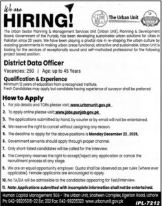 Urban Unit Jobs 2025: District Data Officer Vacancies Announced in Punjab
